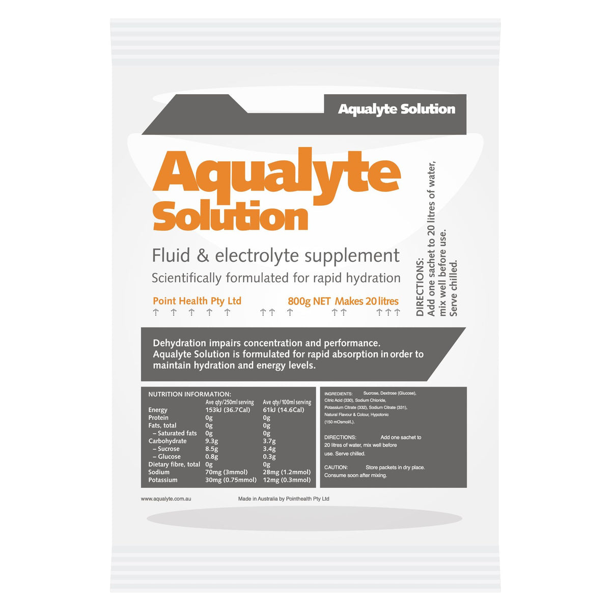 Aqualyte Orange Flavour, 800g Sachets, Box of 5 — Yalanji Supplies