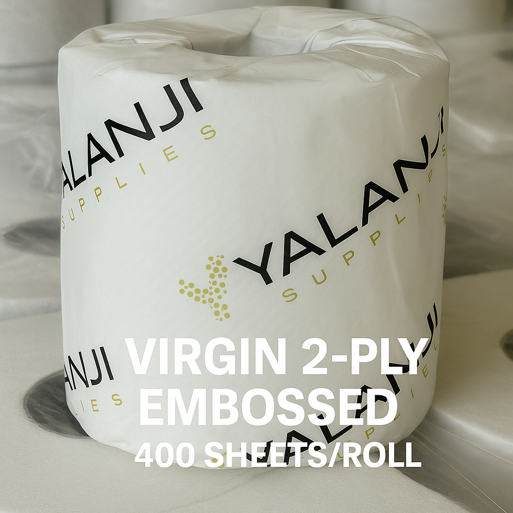 Toilet Paper Virgin 2-Ply Embossed – 400 Sheets/Roll, Individually Wra ...